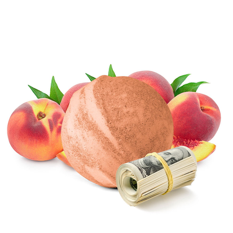 Just Peachy Cash Bath Bomb — Cash Money Bath Bombs – Amish Built Cabins