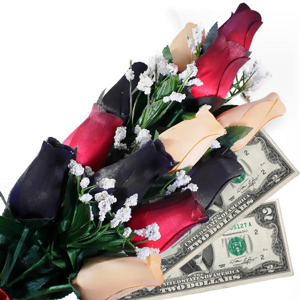 Red, Black & Peach Bouquet Cash Roses – Amish Built Cabins