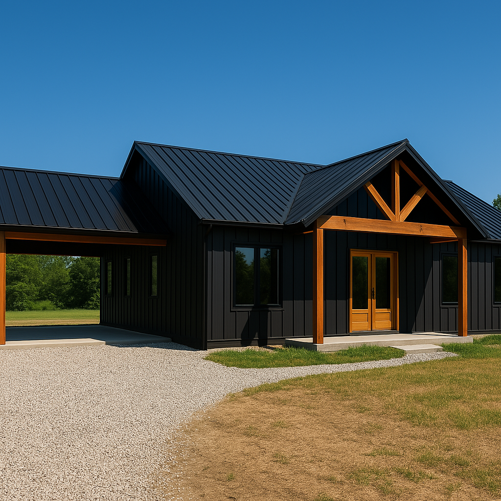 The Black Swan Affordable House Kit with Carport – Amish Built Cabins