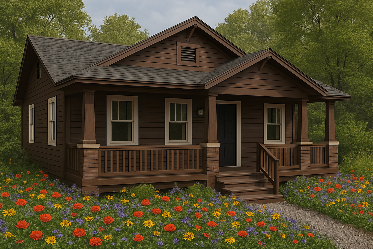 Southern Bungalow Log Home Plan - Log Home Kit – Amish Built Cabins ...