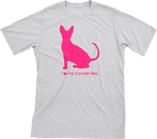 I Love My Cornish Rex Must Love Cats Hot Pink On Heathered Grey Short ...