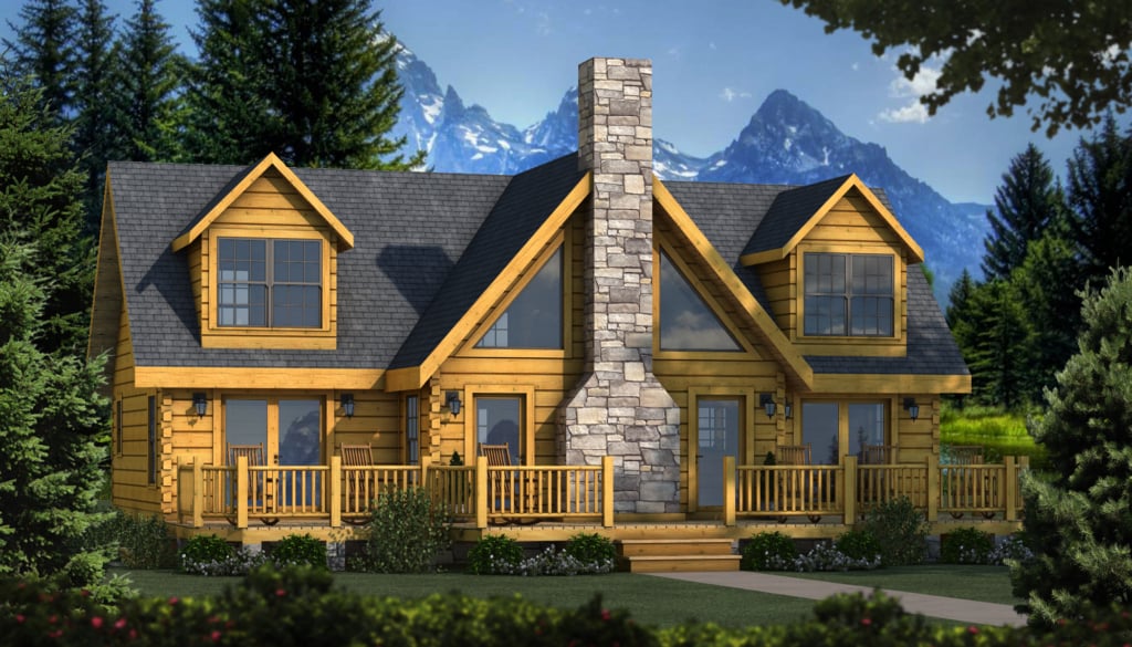 The Great Lakes Log Home Plan - Log Home Kit – Amish Built Cabins