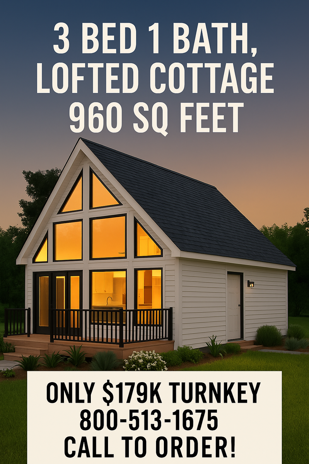 The Lofted Cottage (2 bed 1 bath OR 3 bed 1 bath options) – Amish Built ...
