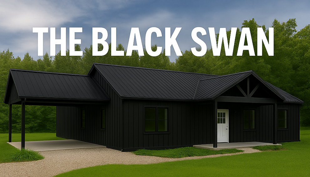 The Black Swan Affordable House Kit with Carport – Amish Built Cabins